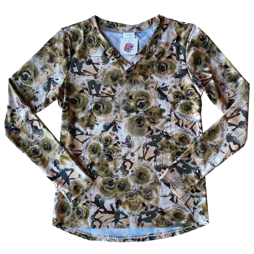 Wild Rose Camo V-Neck Long Sleeve Shirt (UPF50+) – Wild Rose Apparel